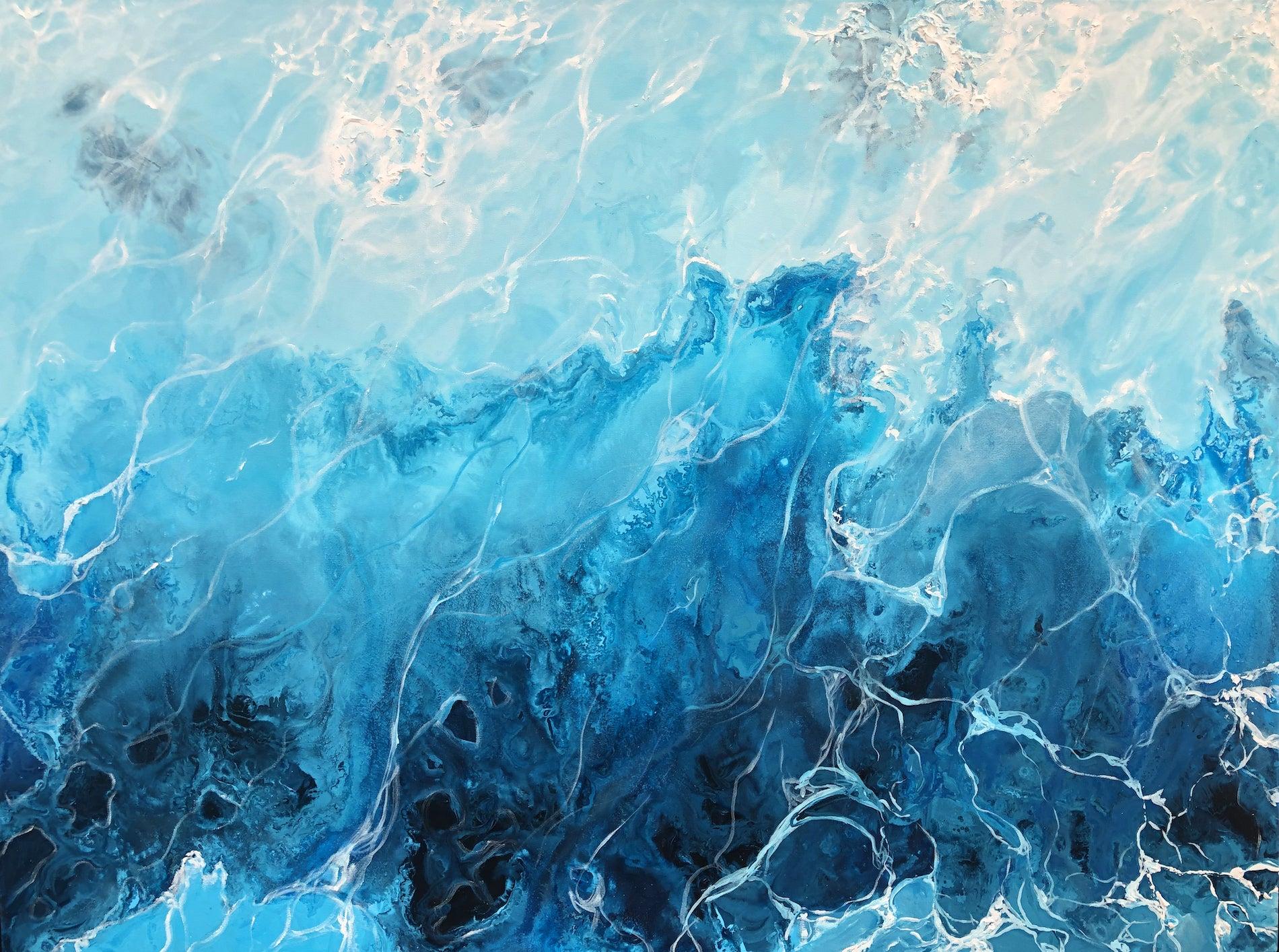Atlantic Seafoam Painting 40x60 inches – Ana Monsanto Art
