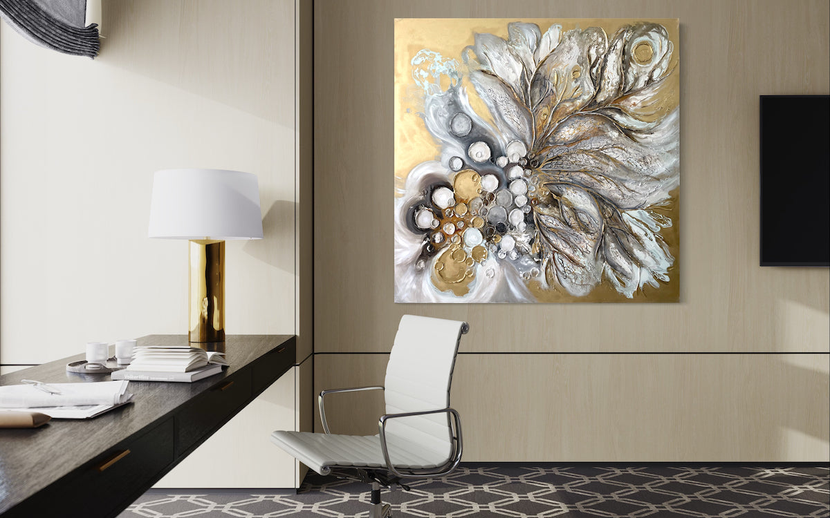 Gold Leaf Abstract Painting 60x60 inches – Ana Monsanto Art