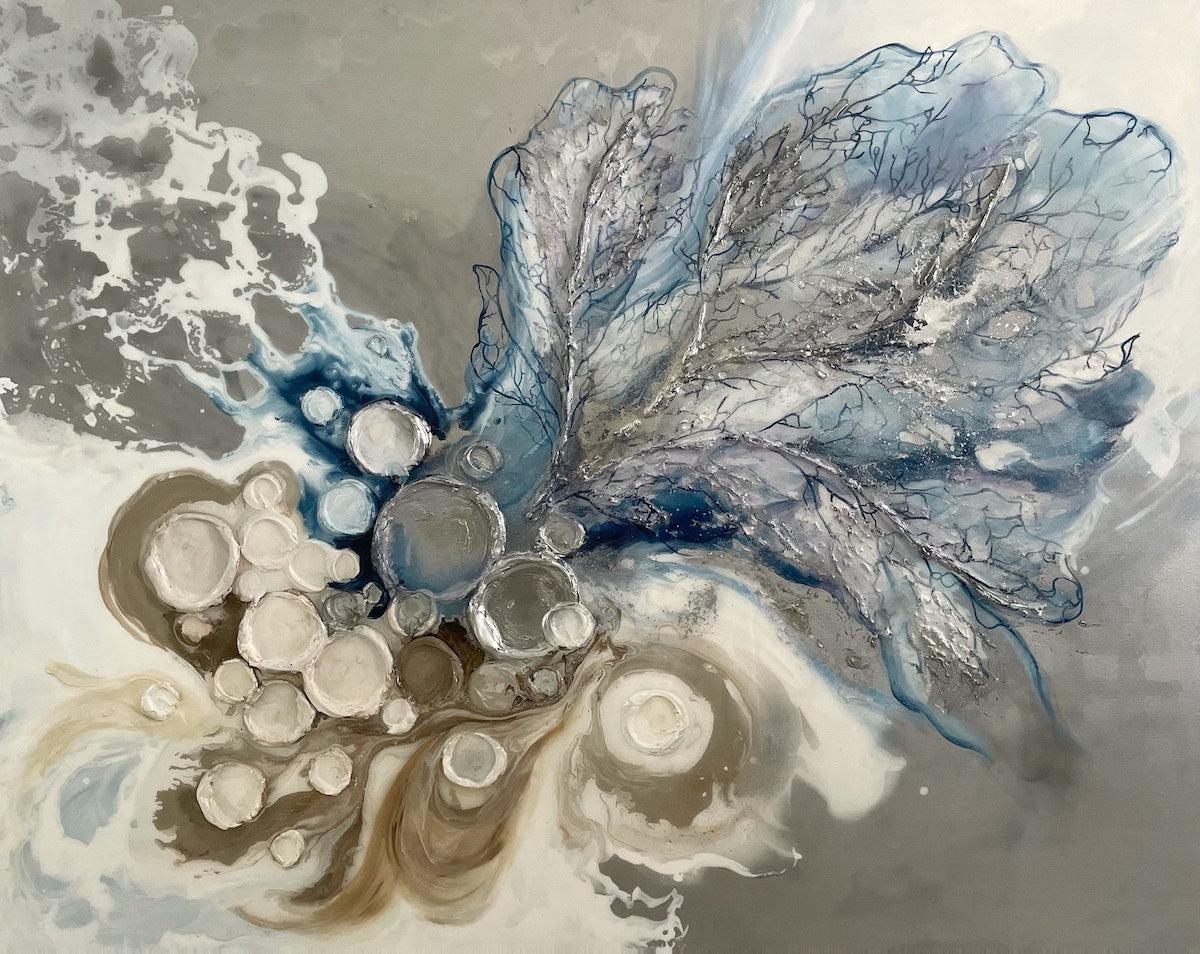 Silver and Navy Seafan 48x60 inches – Ana Monsanto Art